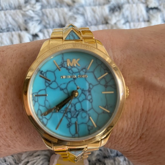 Michael Kors | Accessories | Michael Kors Runway Mercer Gold Turquoise ...